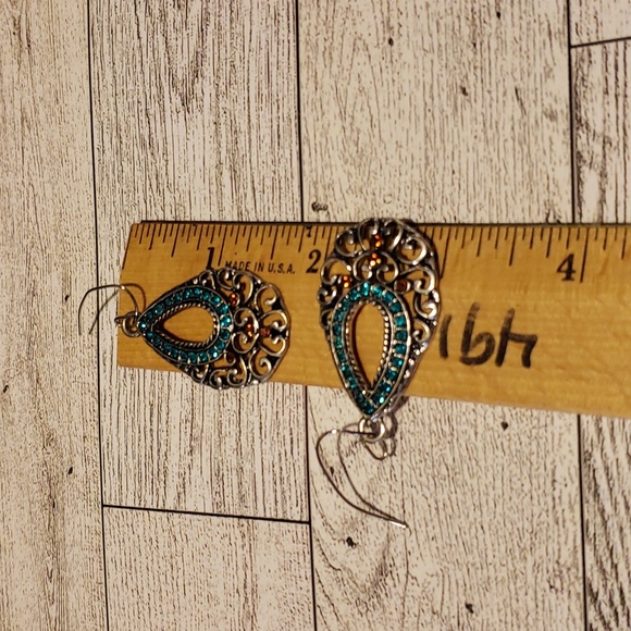 Jewelry | Turquoise Rhinestone Teardrop Earrings 315 | Poshmark
